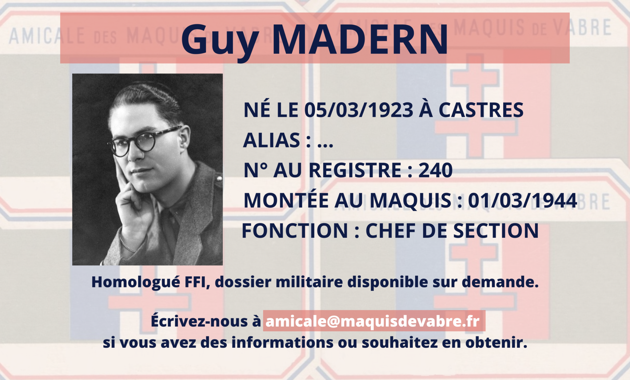 Guy Madern (1923-2019) – Amicale des Maquis de Vabre